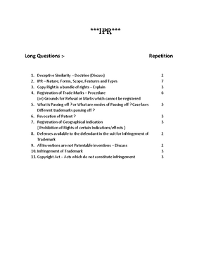 IPR DTQ Answers 23 5 22 - QUESTION BANK OF IPR - INTELLECTUAL PROPERTY ...