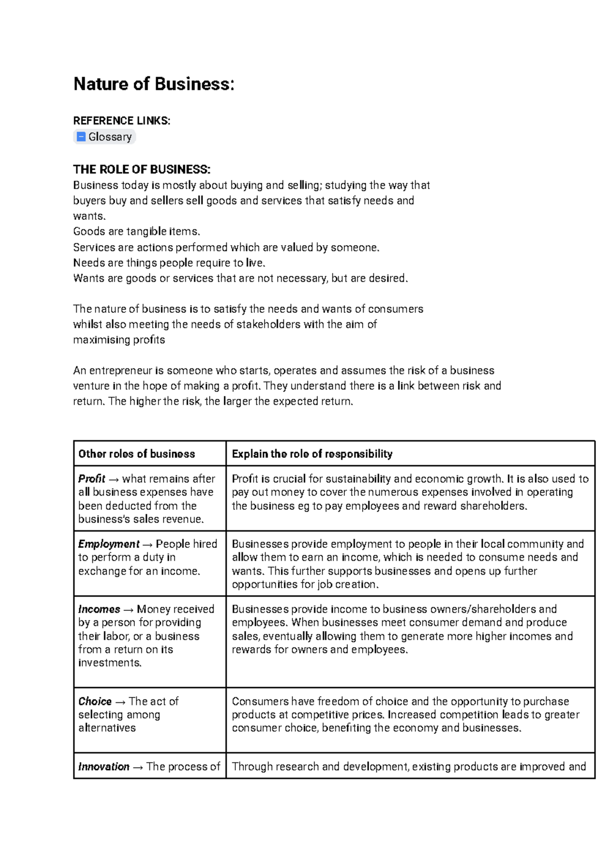 Nature of Business: Key Concepts and Roles Explained - Studocu