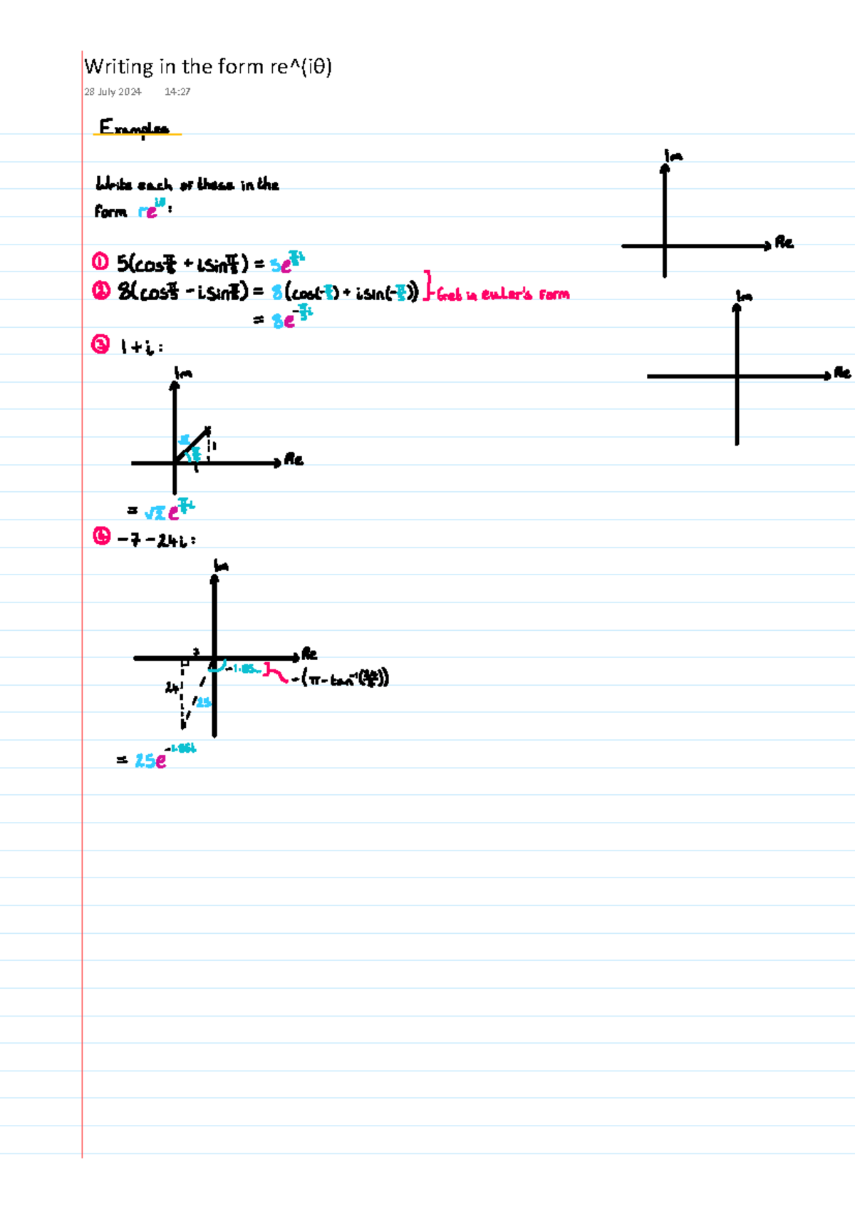 Exercise - Exponentials: Writing in the Form (Re, Im) - Studocu
