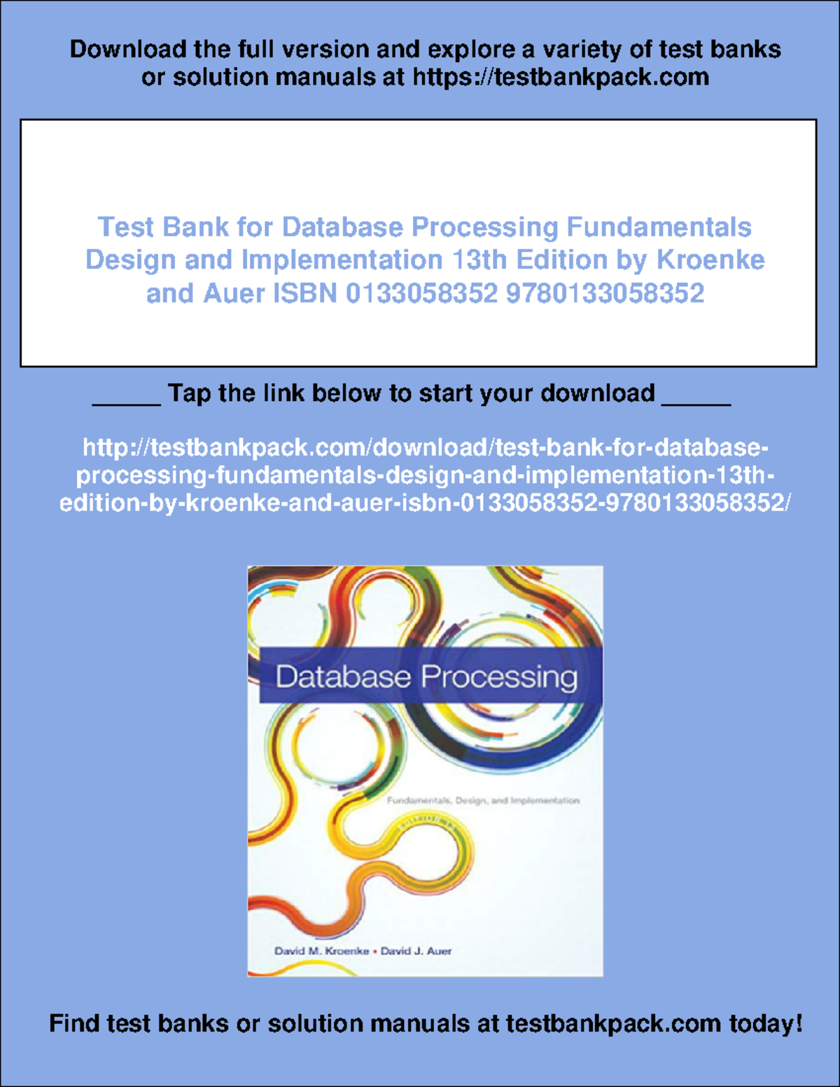 2304 - Test bank for database processing fundamentals design and ...
