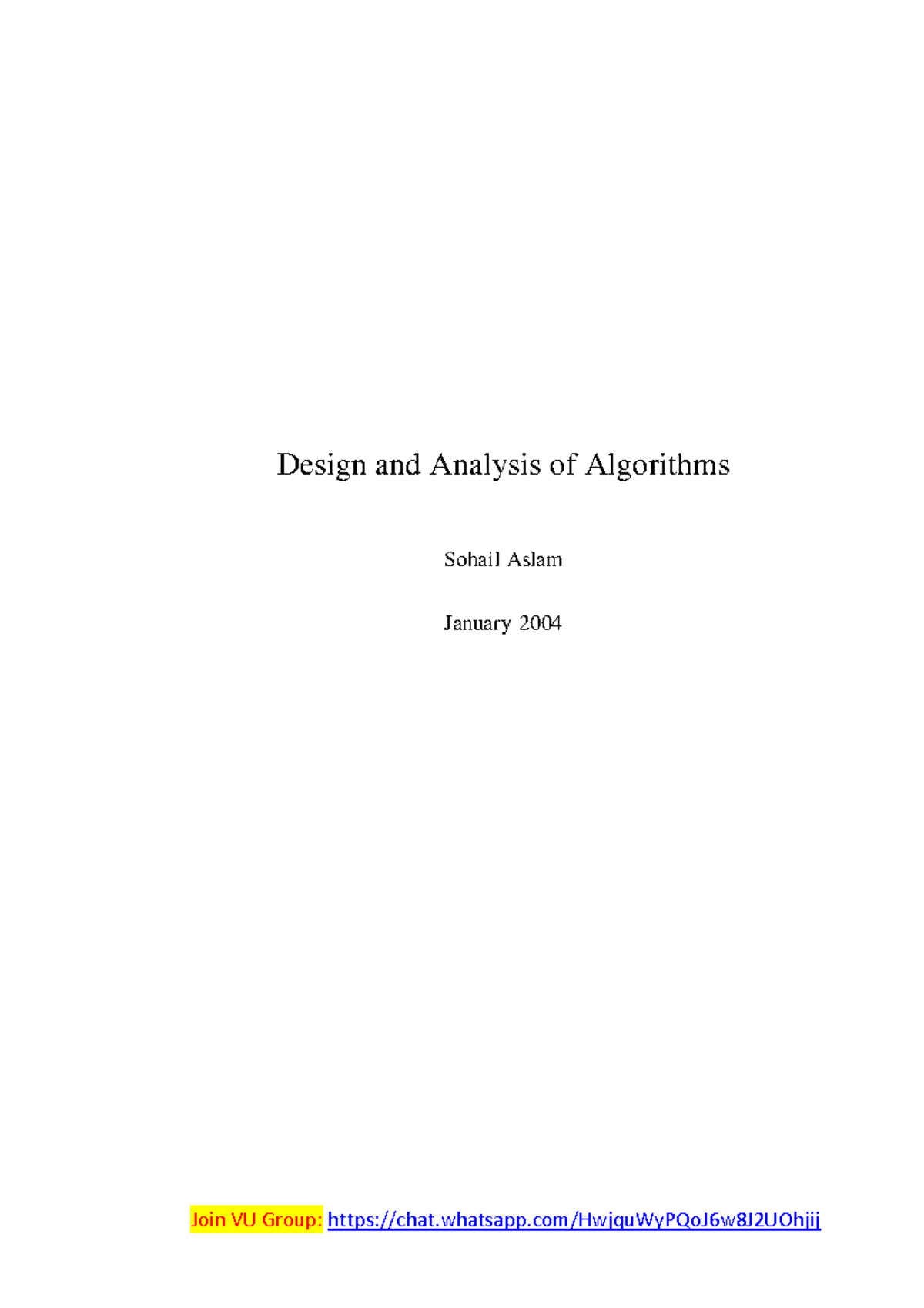 CS502 Lecture Notes: Design & Analysis of Algorithms - Studocu