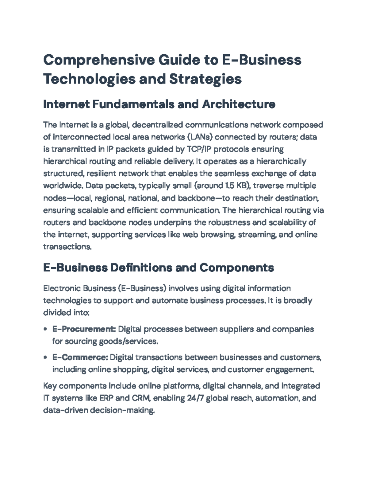 Comprehensive Guide to E-Business Technologies and Strategies (Course ...