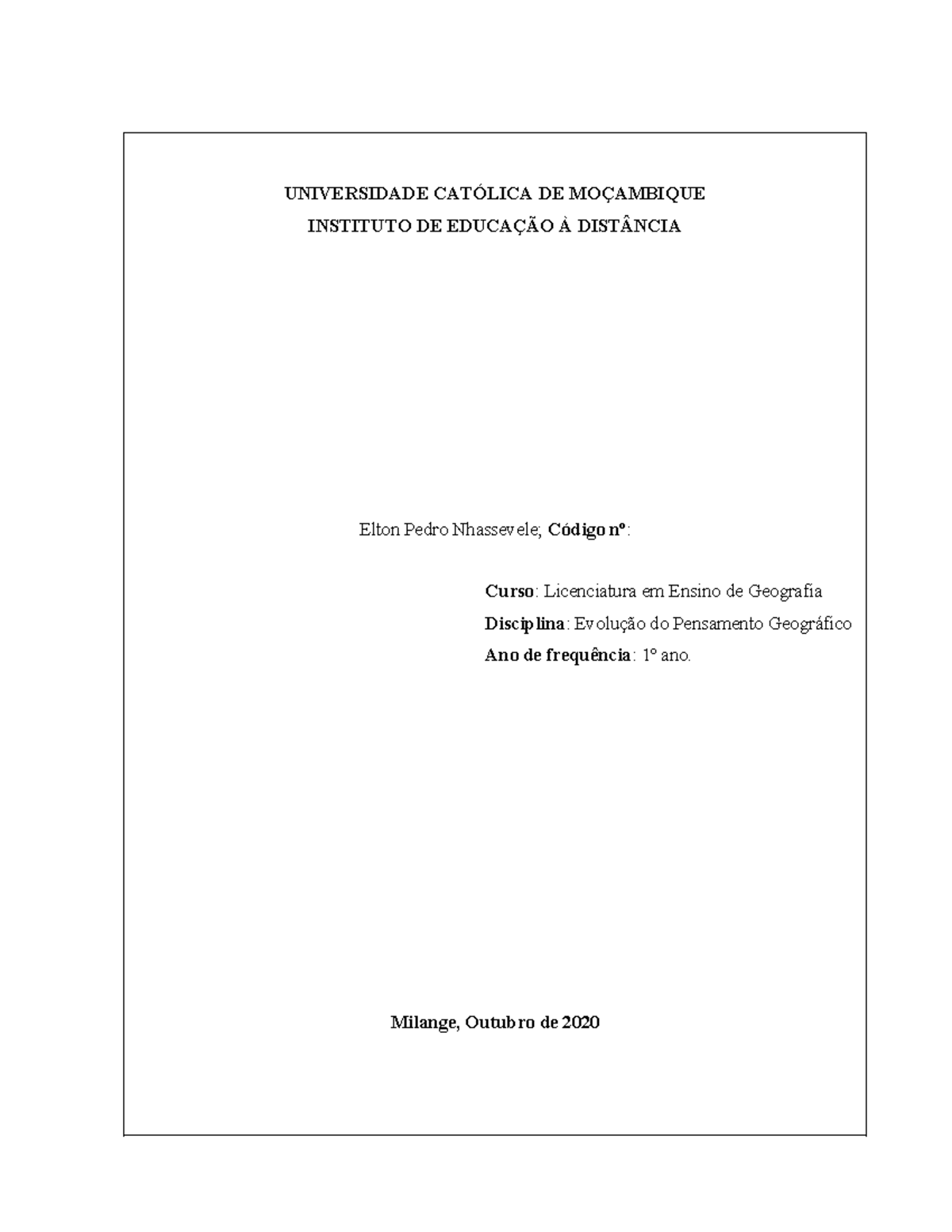 Evolução do Pensamento Geográfico - Lic. em Ensino de Geografia (1º Ano ...