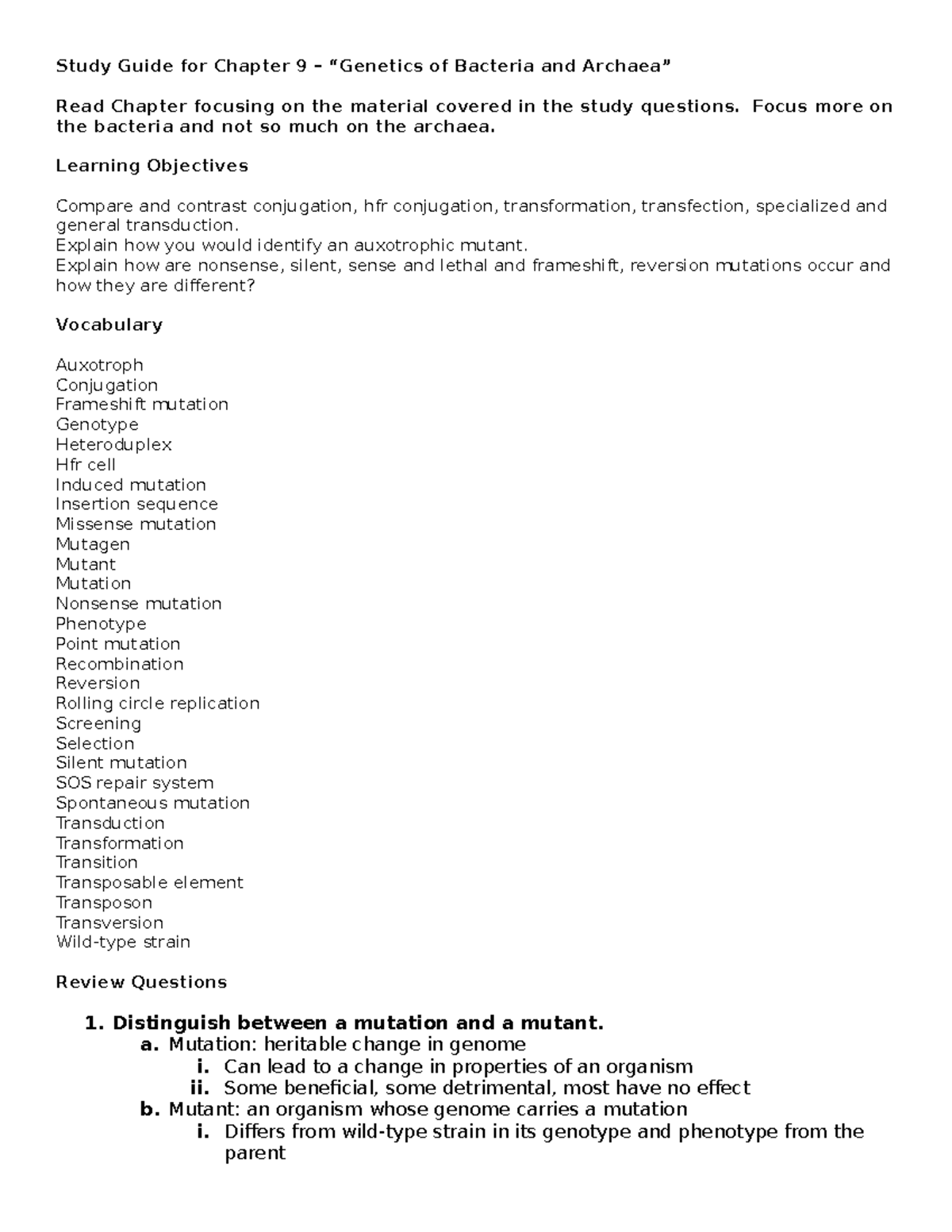 Chapter 9 - Study Guide - Study Guide for Chapter 9 – “Genetics of ...