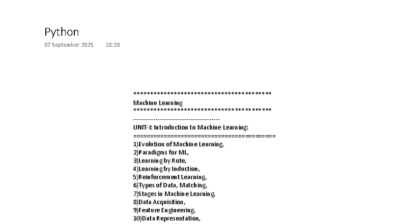 ML 101: Intro to Machine Learning Syllabus & Key Concepts - Studocu