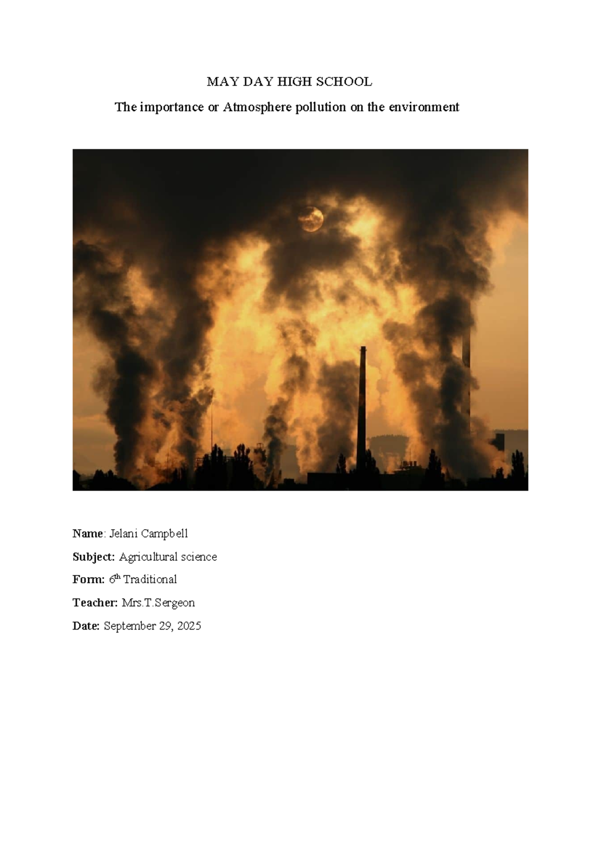 Agricultural Science Assignment: The Impact of Air Pollution on the ...