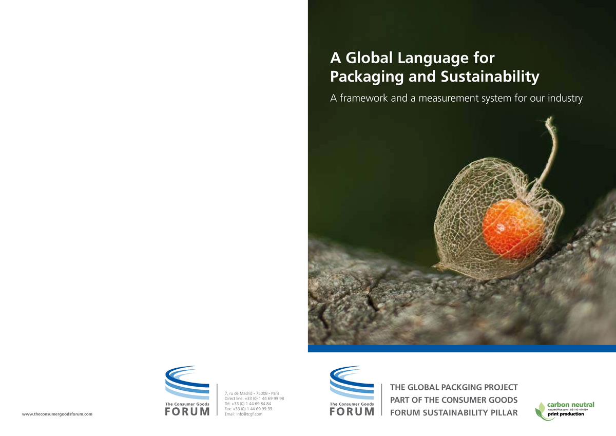 Final Report on Global Packaging & Sustainability Framework (090610 ...