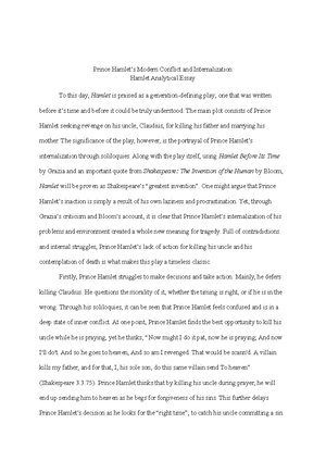 Hamlet short questions answers ACTS 1 to 5 - Page 1 of 5 Name ...