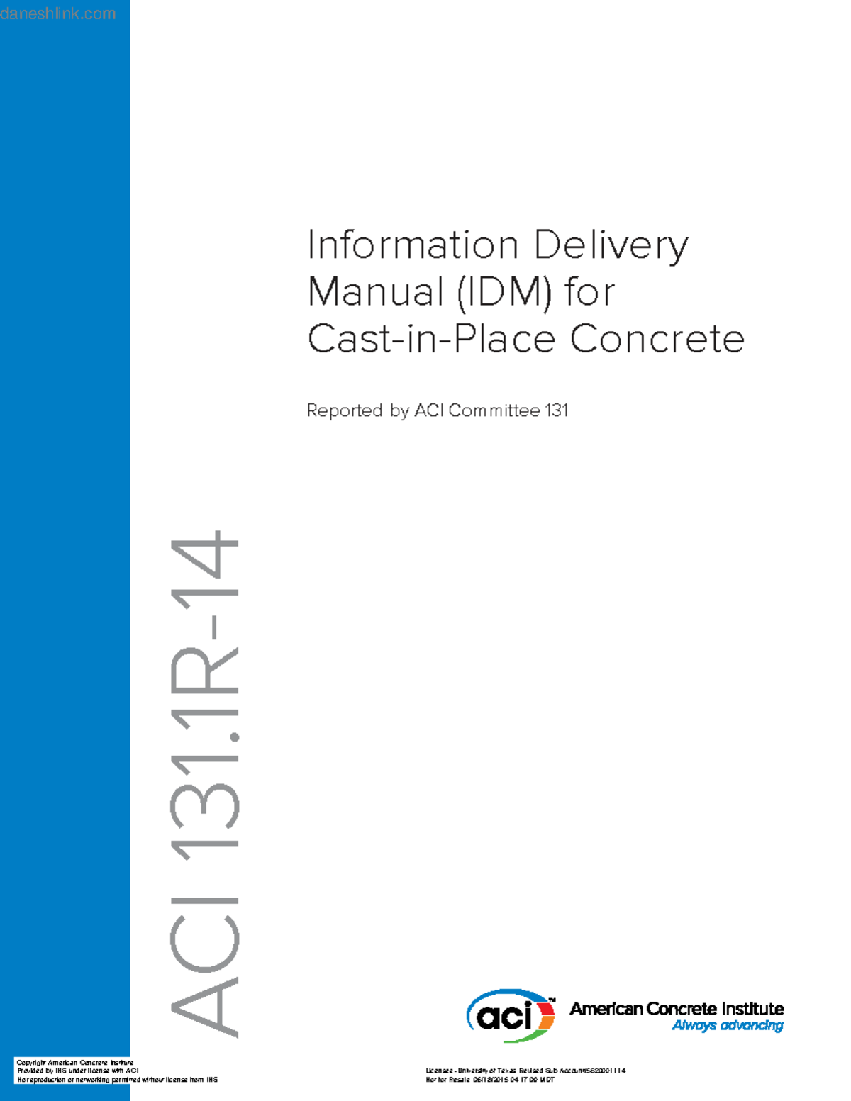 Information Delivery Manual (IDM) for Cast-in-Place Concrete (ACI 131 ...