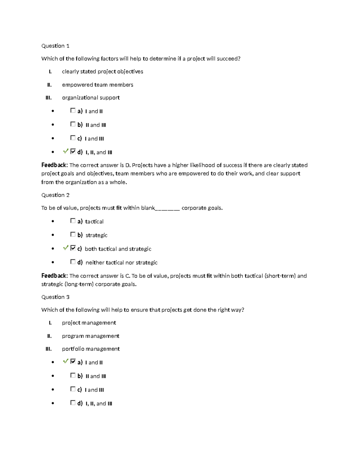 Correct Answers for Project Management Assessment (PM101) - Studocu