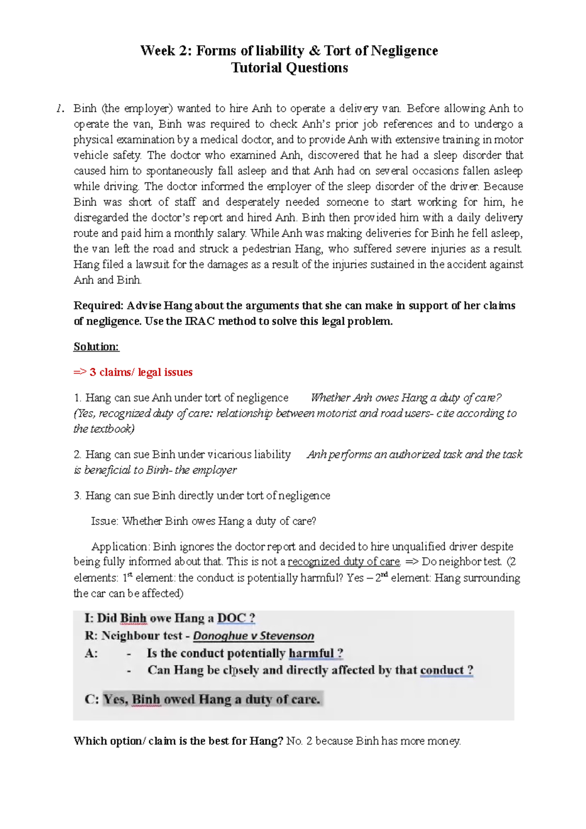 Week 2 Tutorial Questions-1 with Key answers - Commercial Laws - RMIT ...