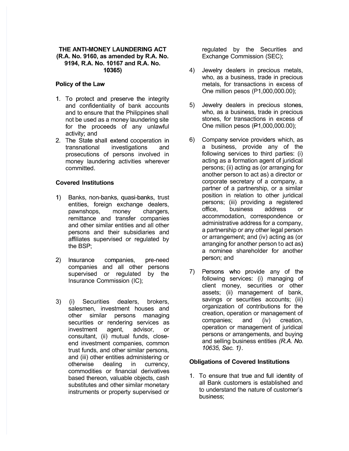 Pdf-amla-notes compress - THE ANTI-MONEY LAUNDERING ACTTHE ANTI-MONEY ...