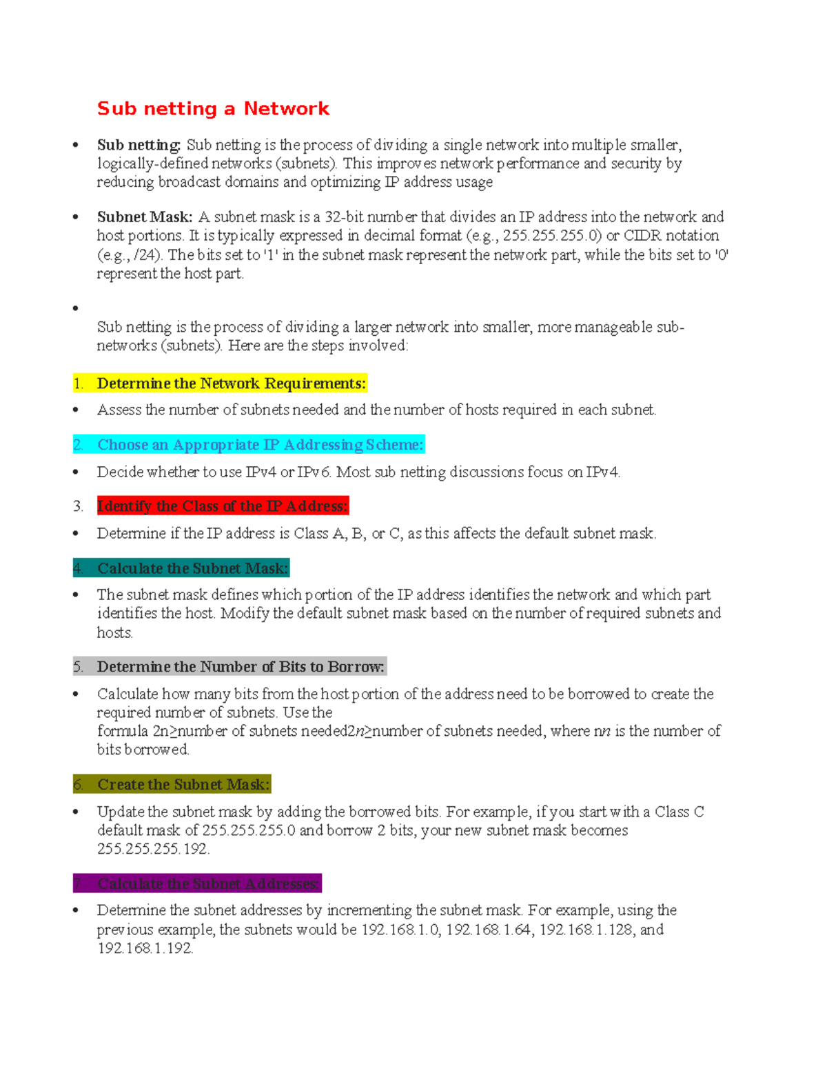 Subnetting a Network: A Comprehensive Guide to IP Management - Studocu