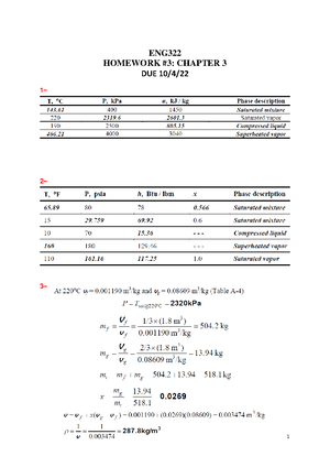 Thermodynamics Chapter 9 Practice Problems - ENG HOMEWORK SOLUTION #8: CHAPTER 9 DUE 12/8/ 1 – A ...