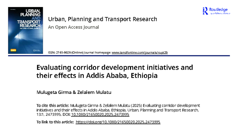 Evaluating Corridor Development Initiatives in Addis Ababa, Ethiopia ...