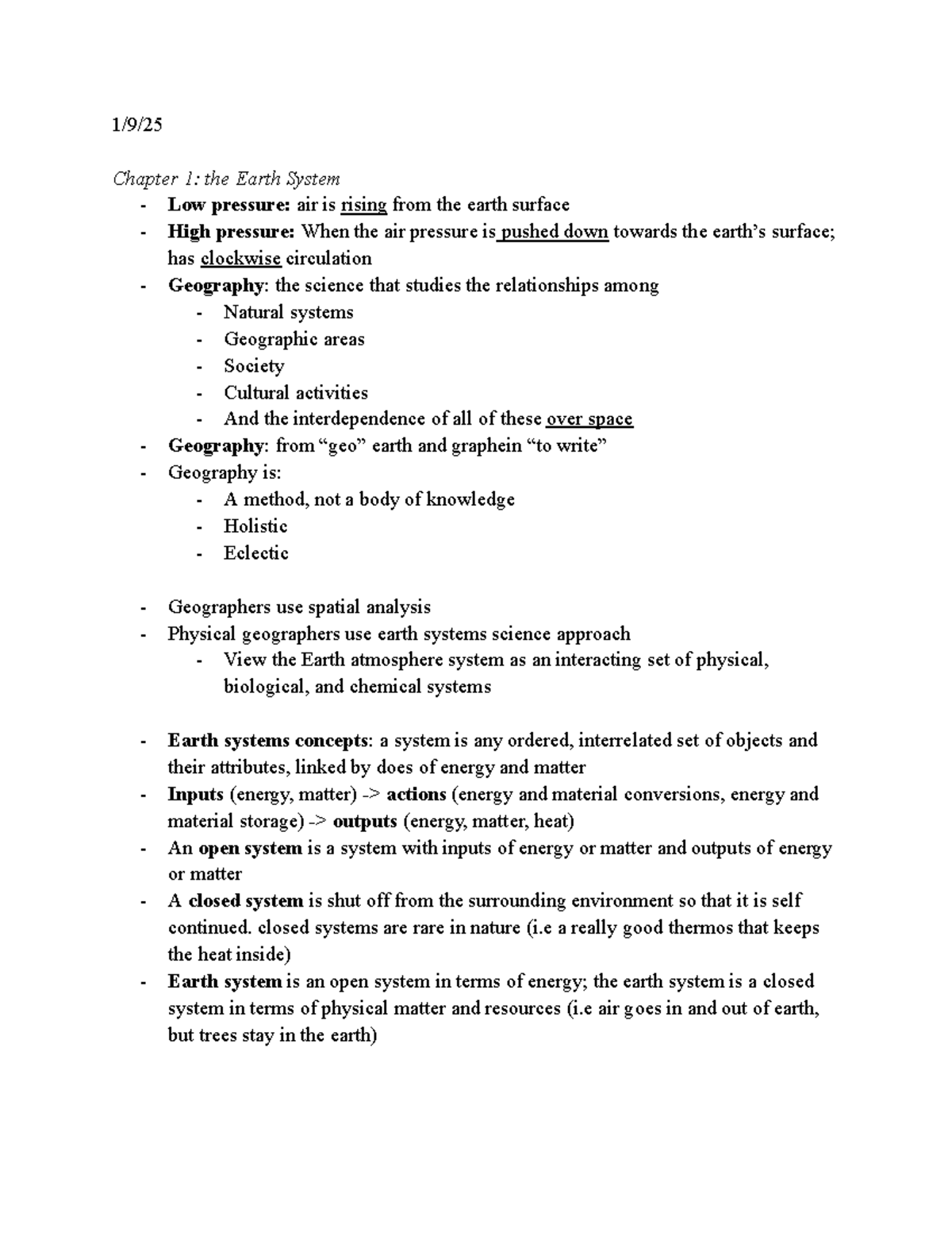 Geog 101: Chapter 1 - Understanding the Earth System and Energy ...