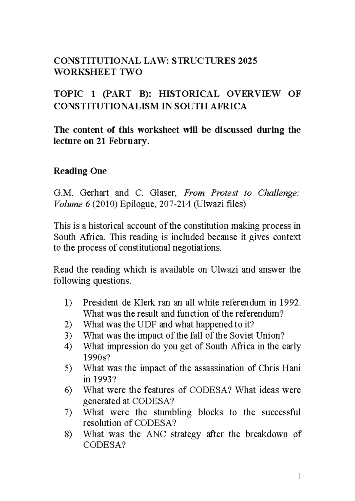 Worksheet 2: Constitutional Structures - Hist. Overview (002) - Studocu