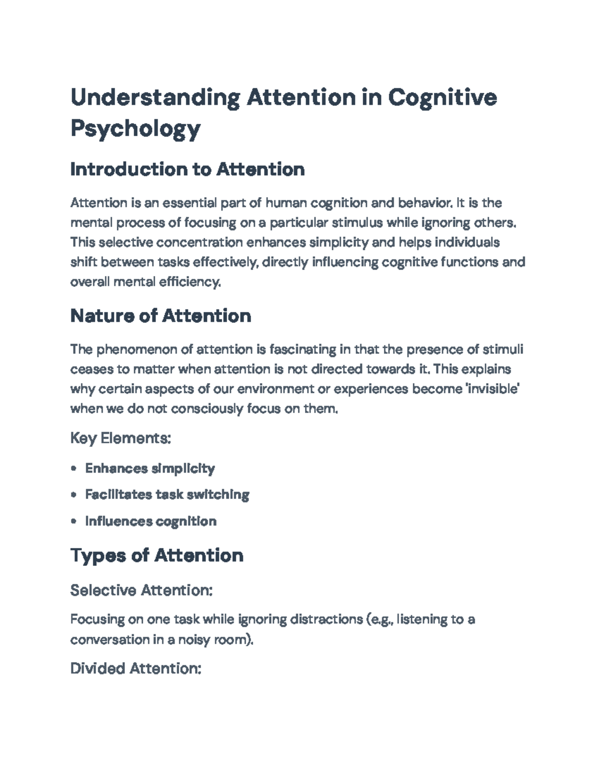 Understanding Attention in Cognitive Psychology - Types & Regulation ...