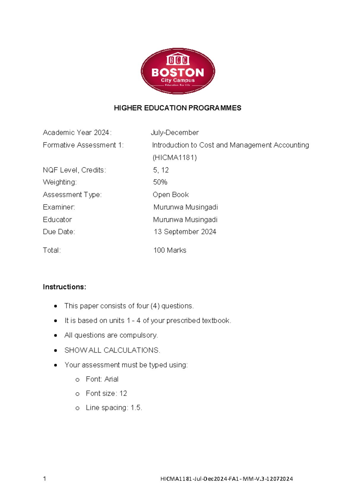 Hicma 1181-Jul-Dec2024-FA1- MM-V - HIGHER EDUCATION PROGRAMMES Academic ...
