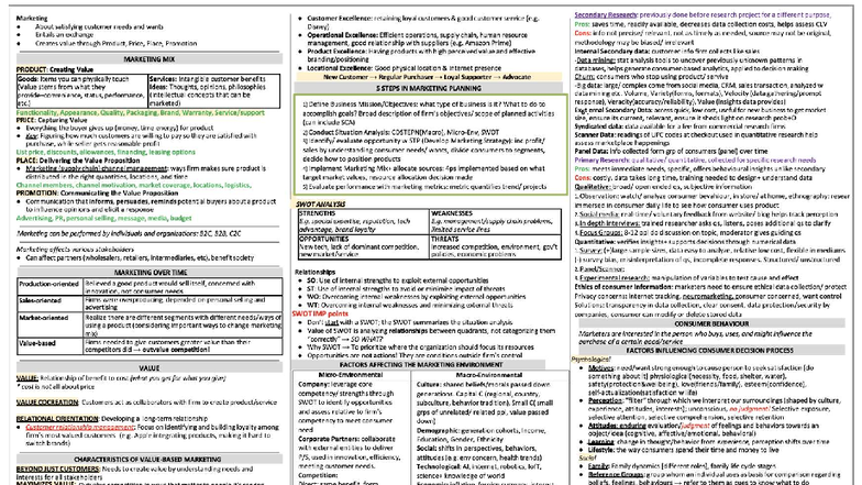 MKT 101: Midterm Cheat Sheet on Customer Excellence Strategies - Studocu