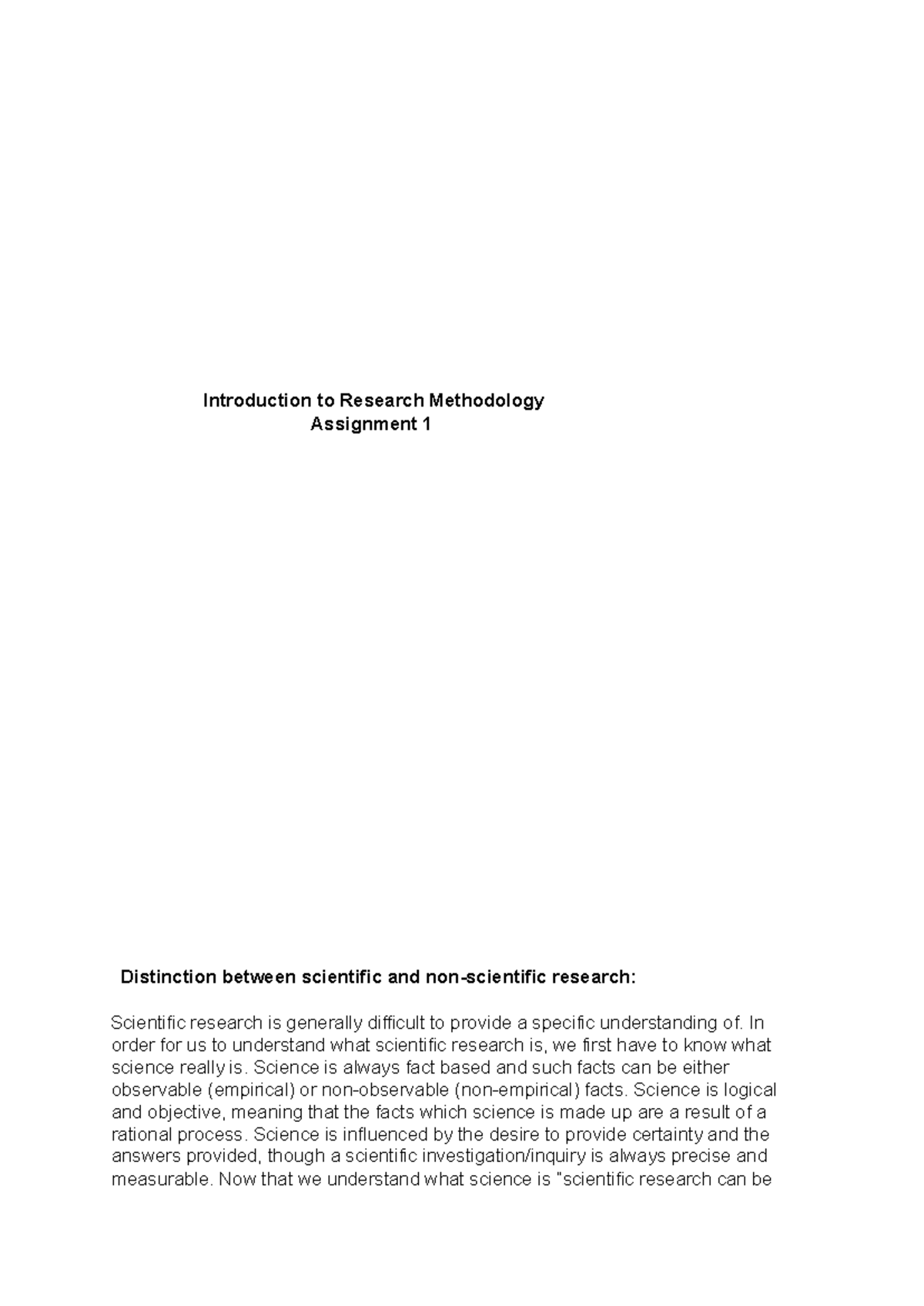 IRM1501 Assignment 1: Distinction Between Scientific & Research - Studocu