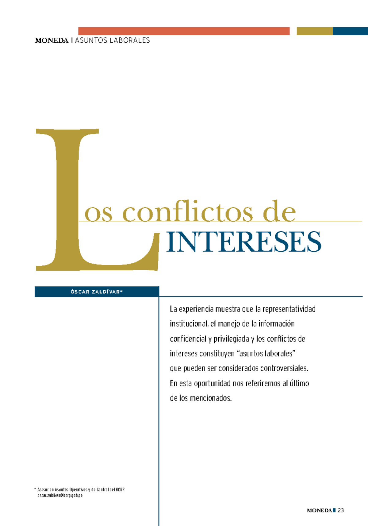 Moneda 23: Conflictos de Intereses en Asuntos Laborales - Análisis y ...