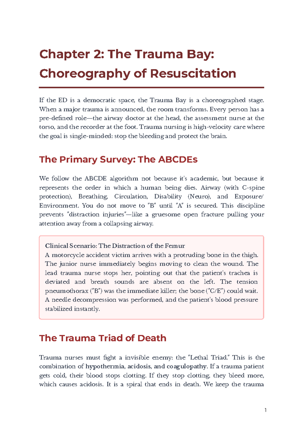 Chapter 2: The Trauma Bay - Resuscitation Choreography (B 5545) - Studocu