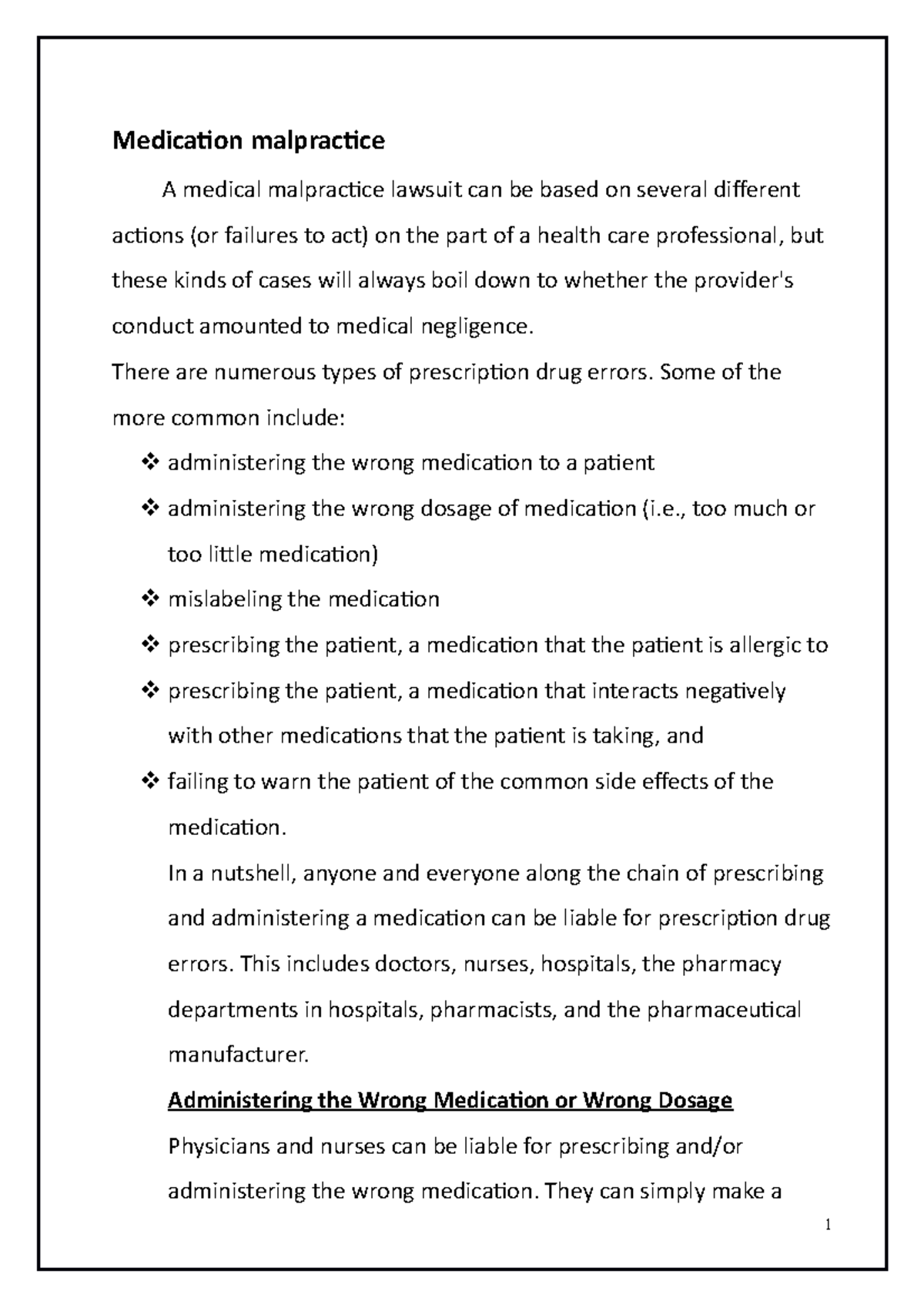 Medication malpractice - There are numerous types of prescription drug ...