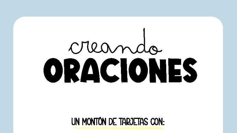 Creando Oraciones con Tarjetas: Artículos, Sustantivos, Verbos y ...