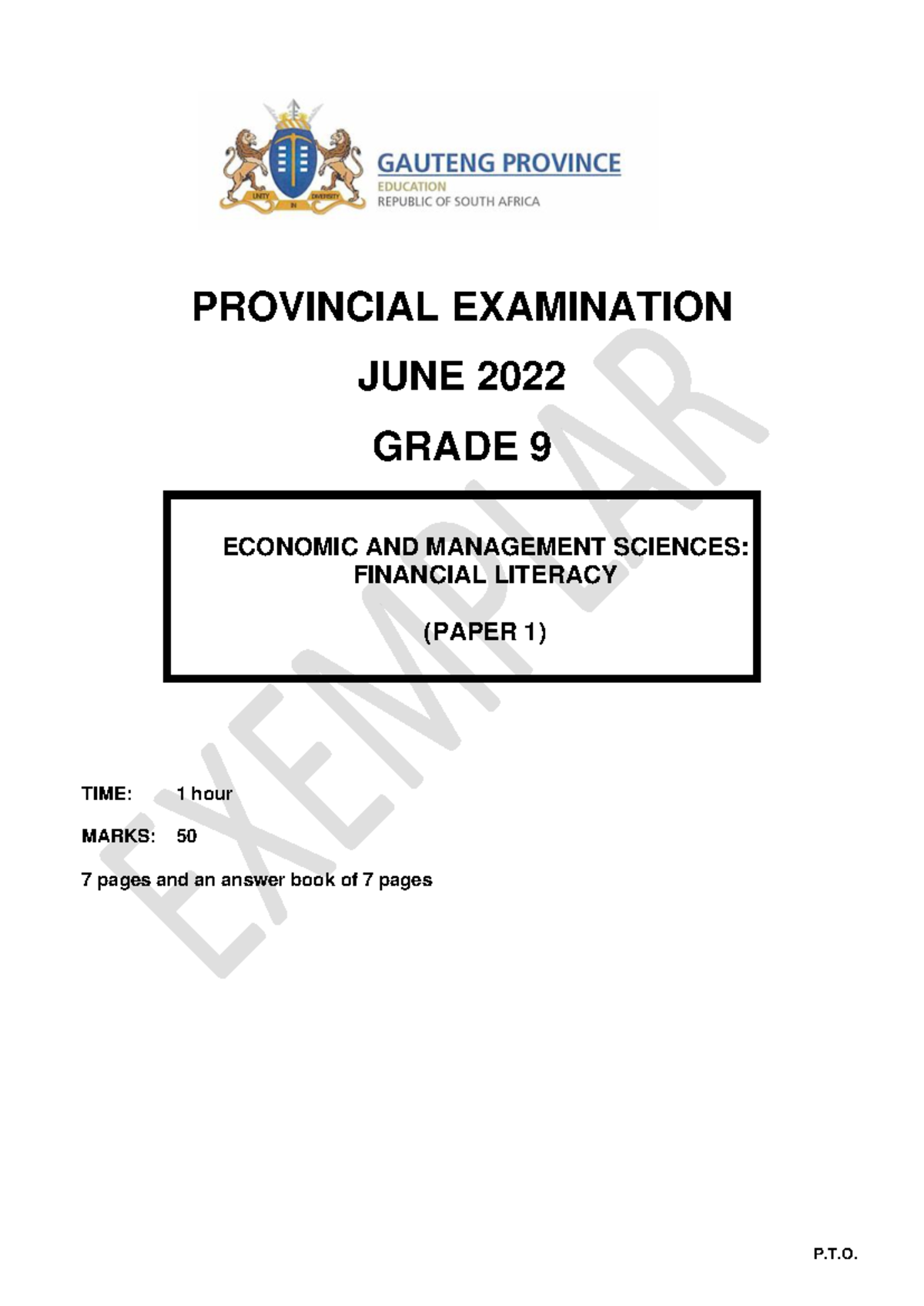 Grade 9 Economics & Management Sciences P1 June 2022 Exam Paper - Studocu