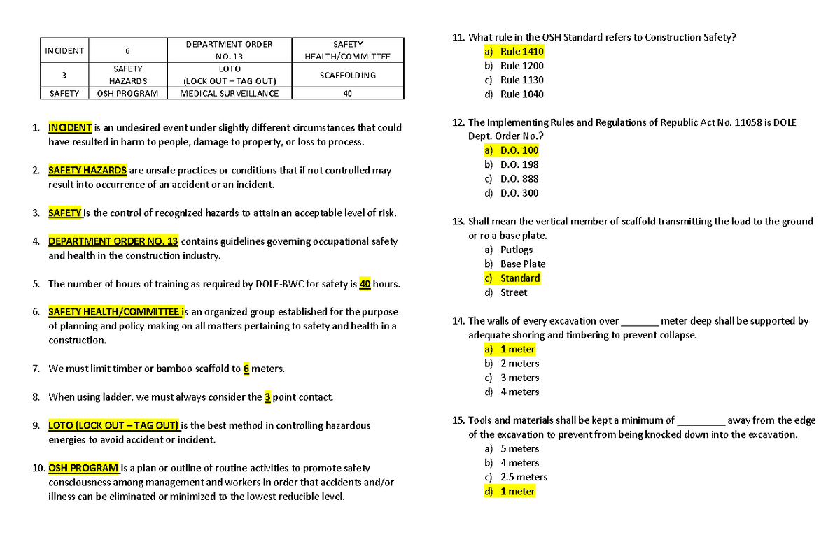 25764452 - Incident Safety Guidelines and OSH Program Overview - Studocu