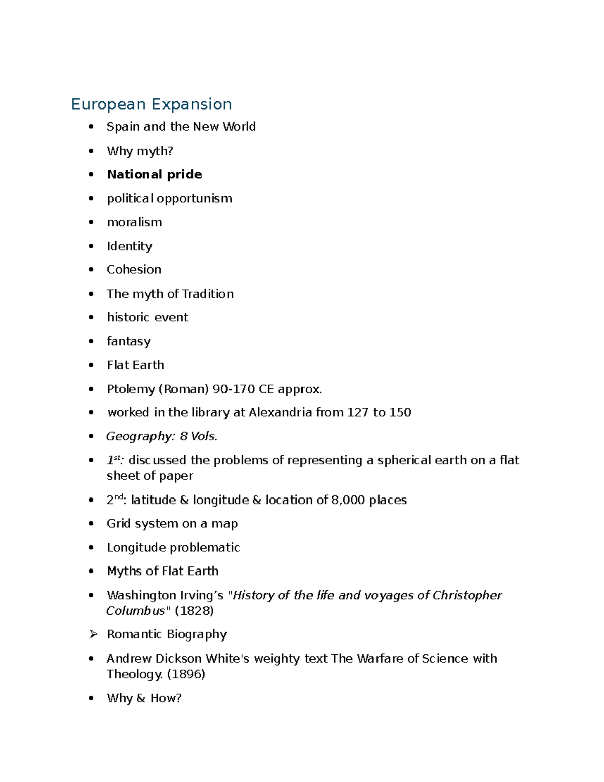 European Expansion: Spain and the New World Lecture Outline - Studocu