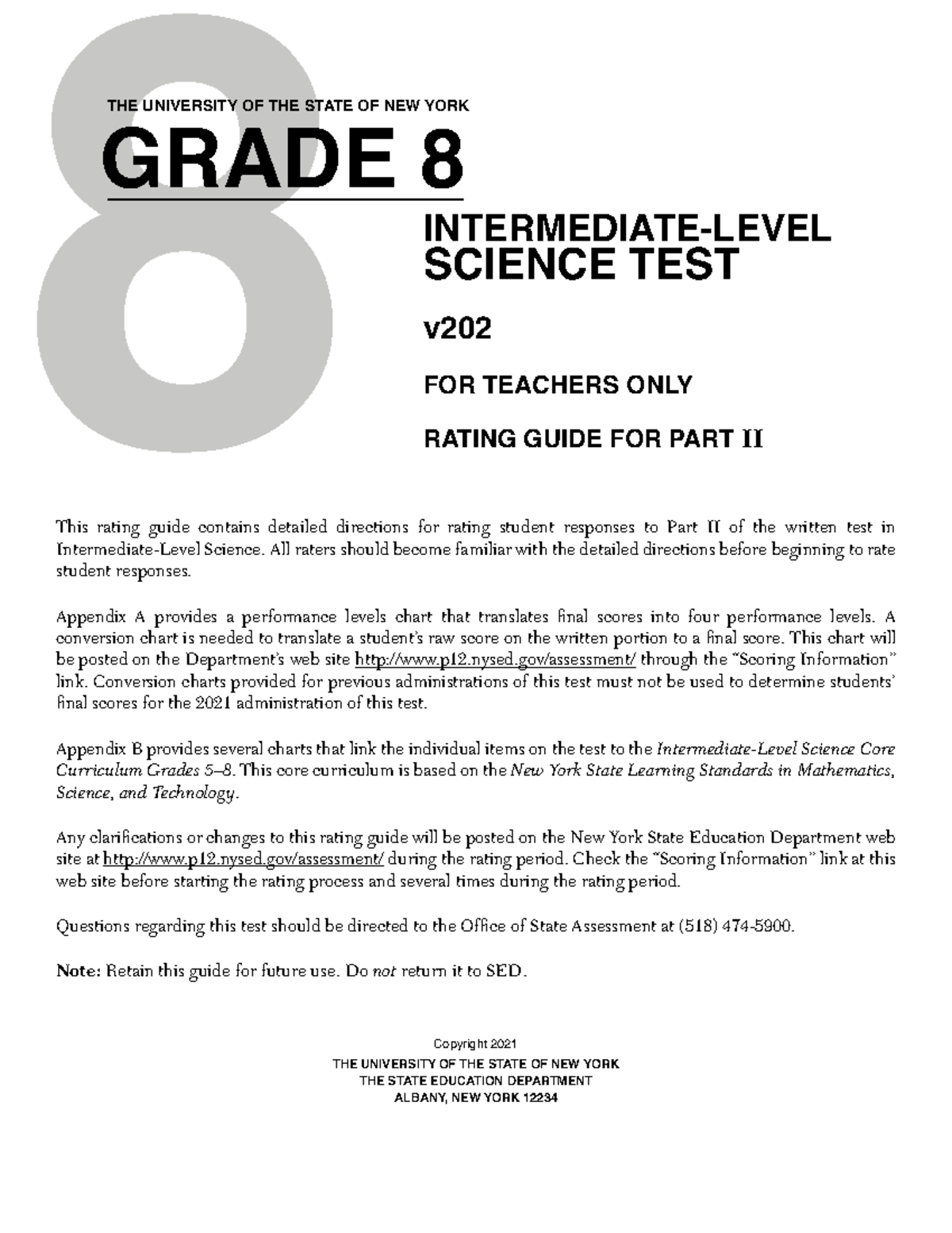 ILS62021-RG - Grade 8 Science Test - Rating Guide for Part II - Studocu