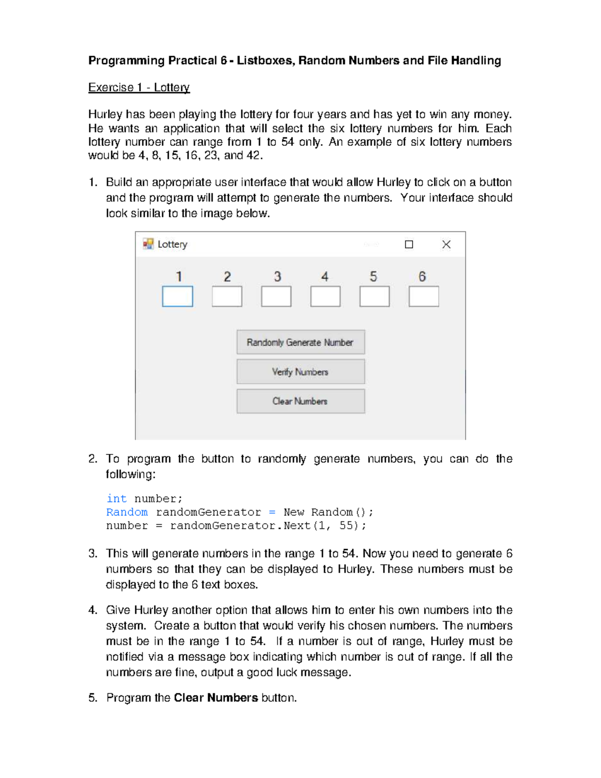 Programming Practical 06 - Lottery Number Generator & Playlist App ...