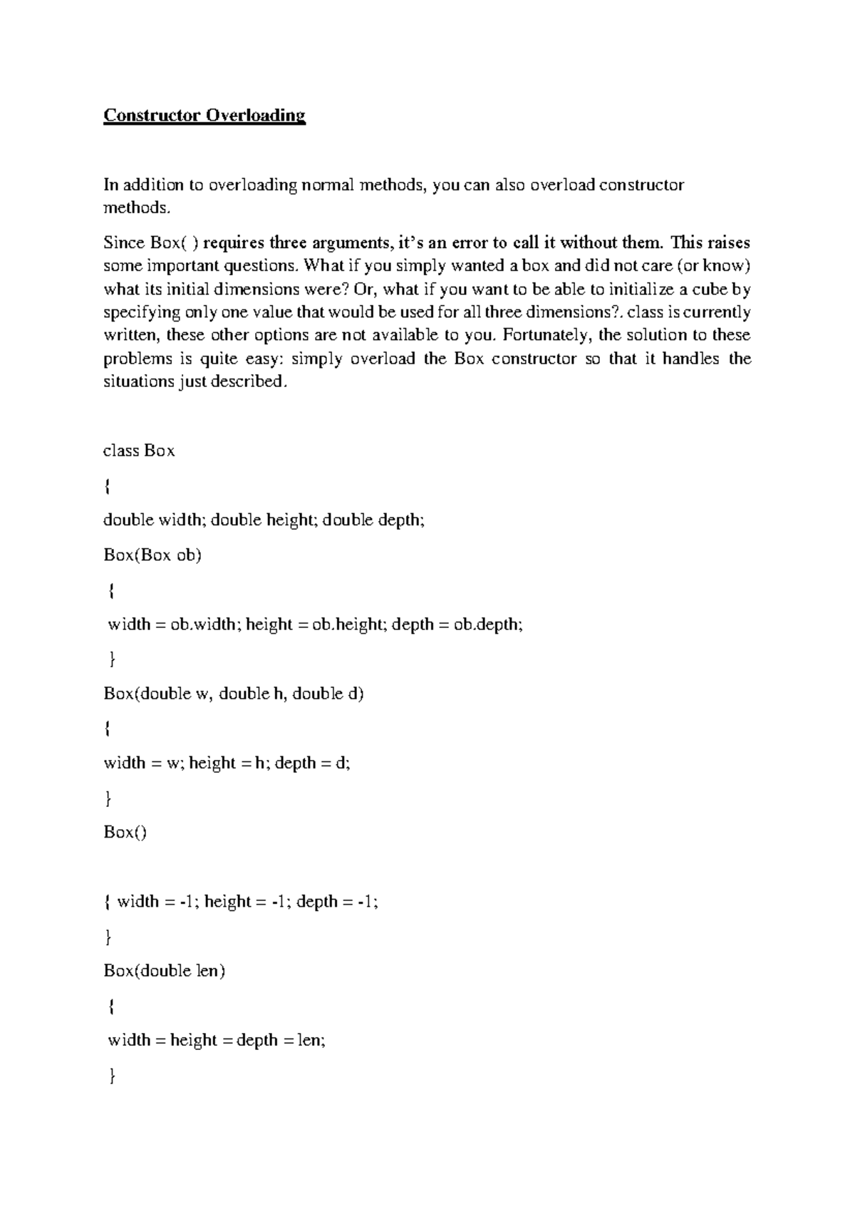 Constructor Overloading in Java: Handling Multiple Scenarios - Studocu