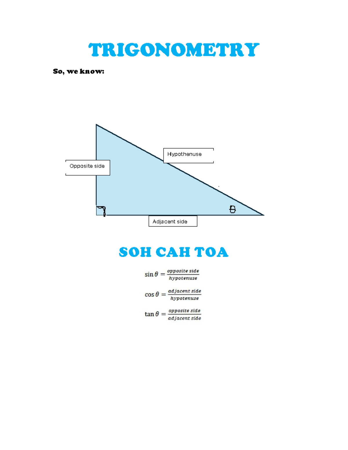 TRIG 101: Essential Concepts and Exercises in Trigonometry - Studocu