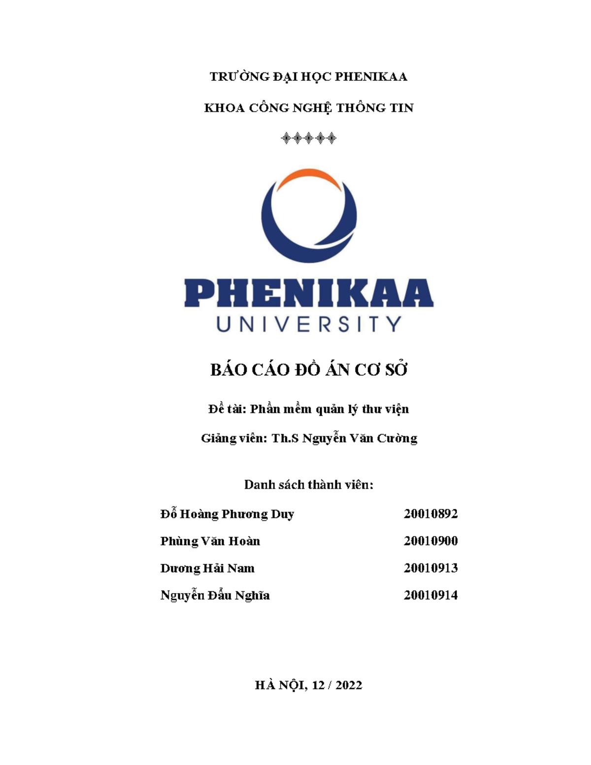 Build a Library Management System for University - TRƯỜNG ĐẠI HỌC PHENIKAA KHOA CÔNG NGHỆ THÔNG ...