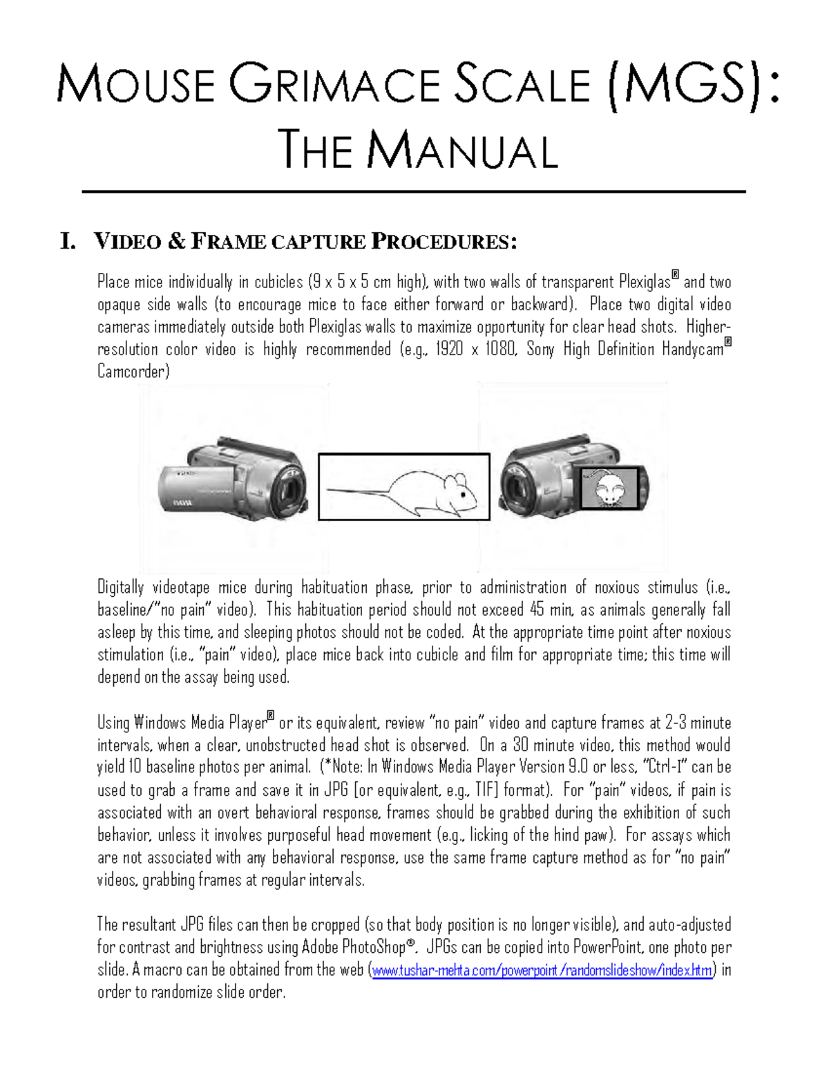 MGS Manual: Video Frame Capture & Coding Procedures for Mice - Studocu