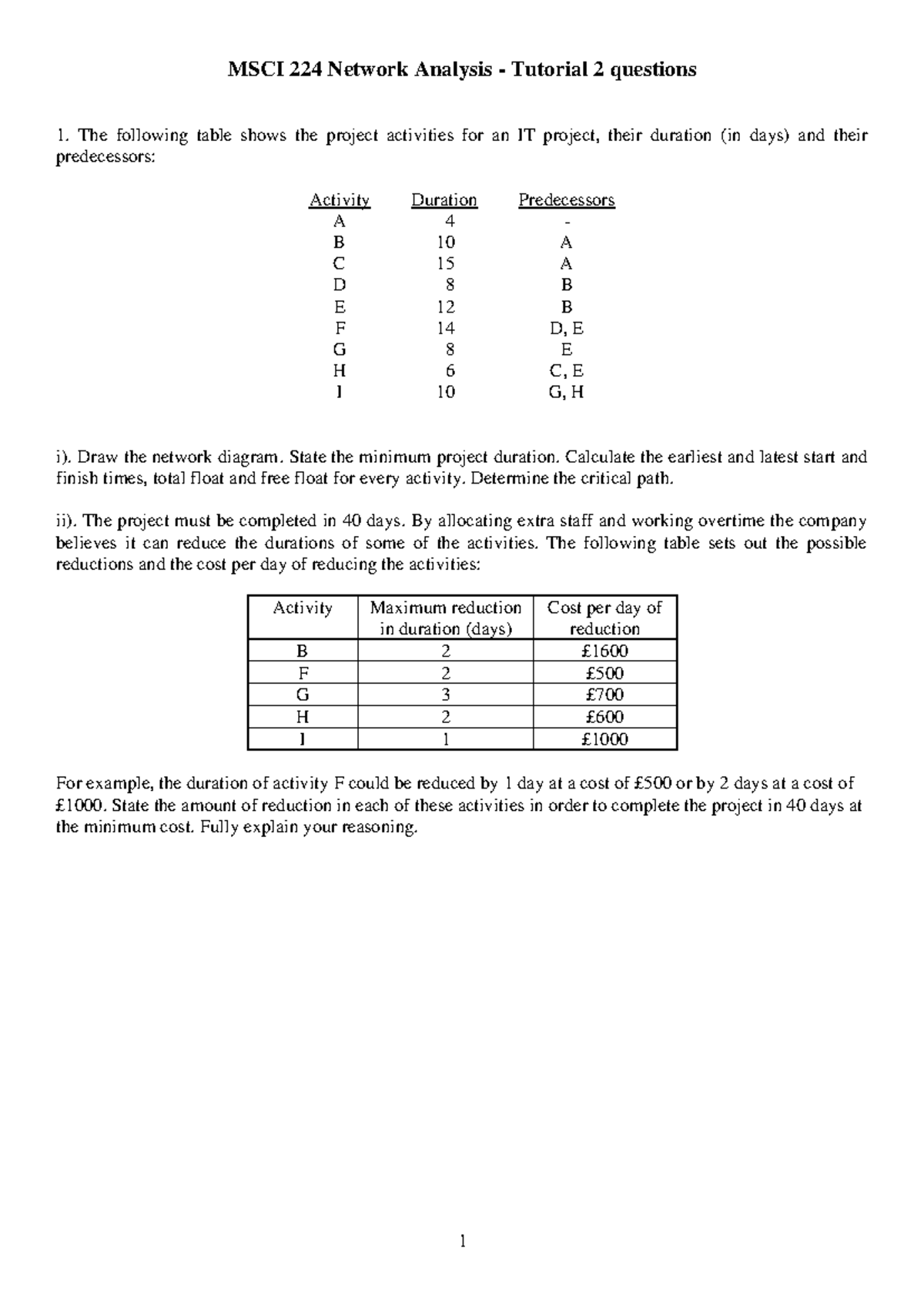 MSCI224 Network Analysis Tutorial 2 - 1 MSCI 224 Network Analysis ...