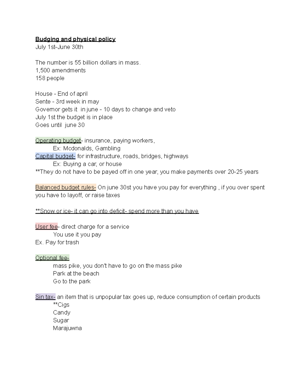 State and loacal Pt5 - notes - Budging and physical policy July 1st ...