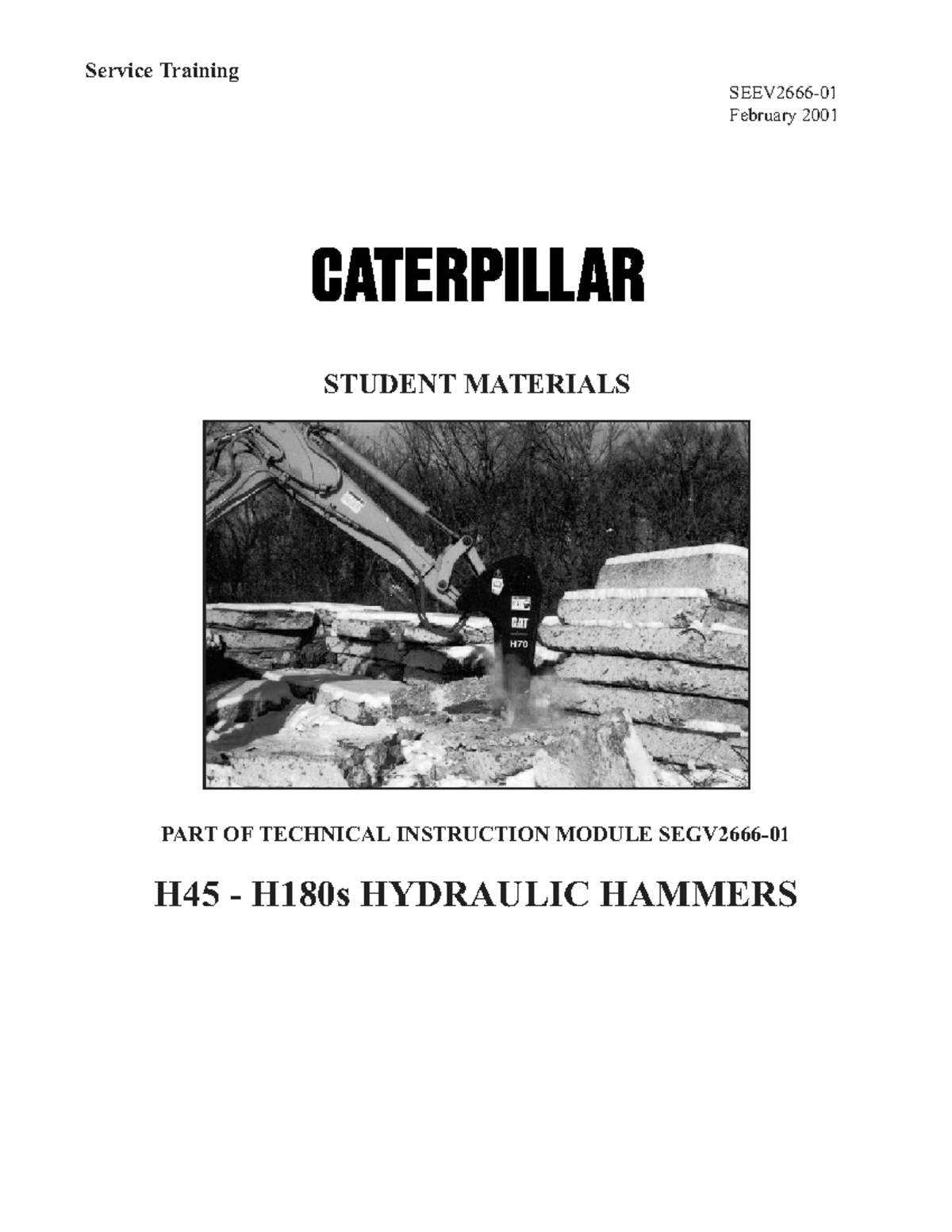 SEEV2666-01 - Hydraulic Hammer Service Training Materials - Studocu