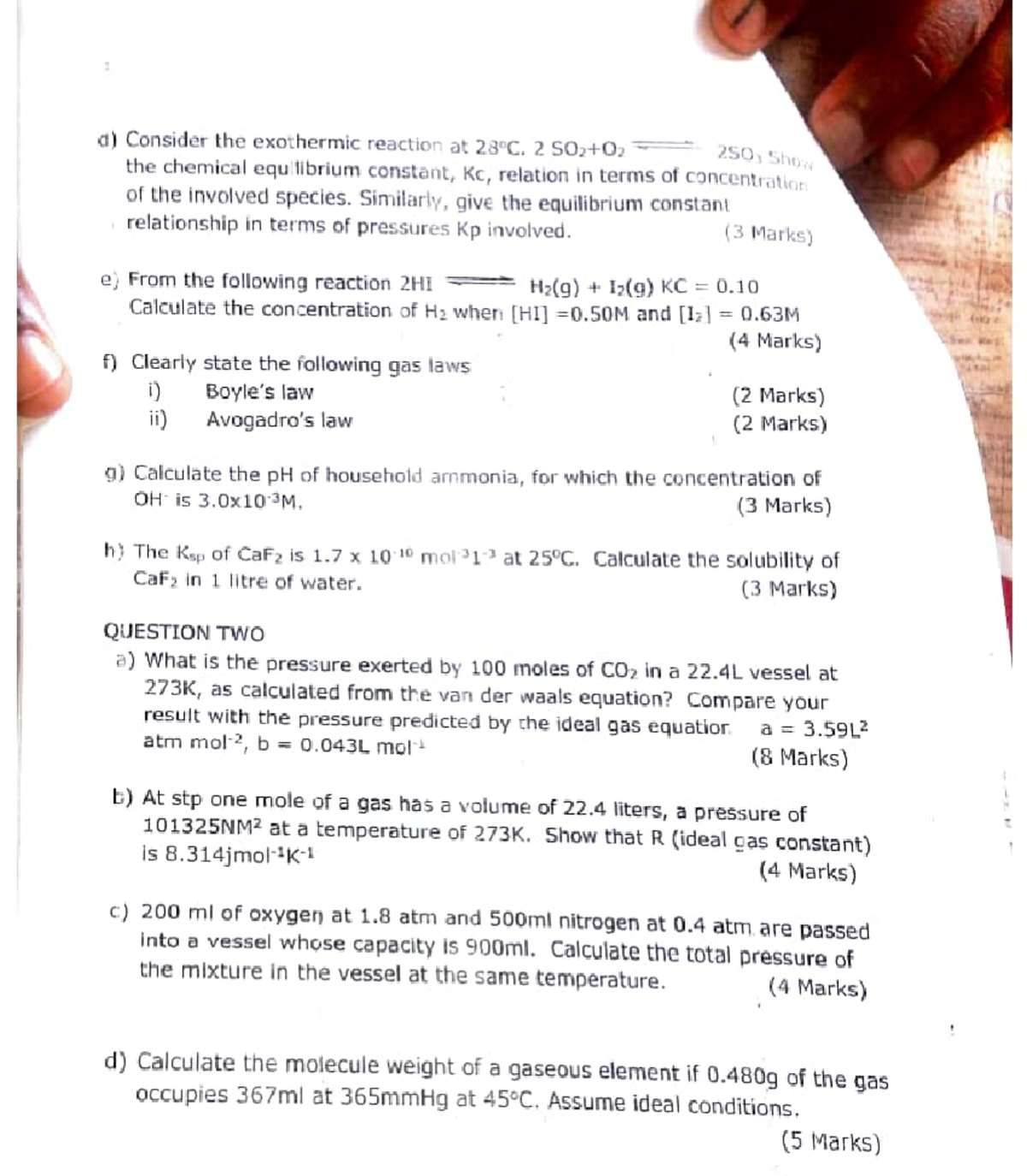 Physical chemistry - Good questions - the 2S0,sho chemical equ librium ...