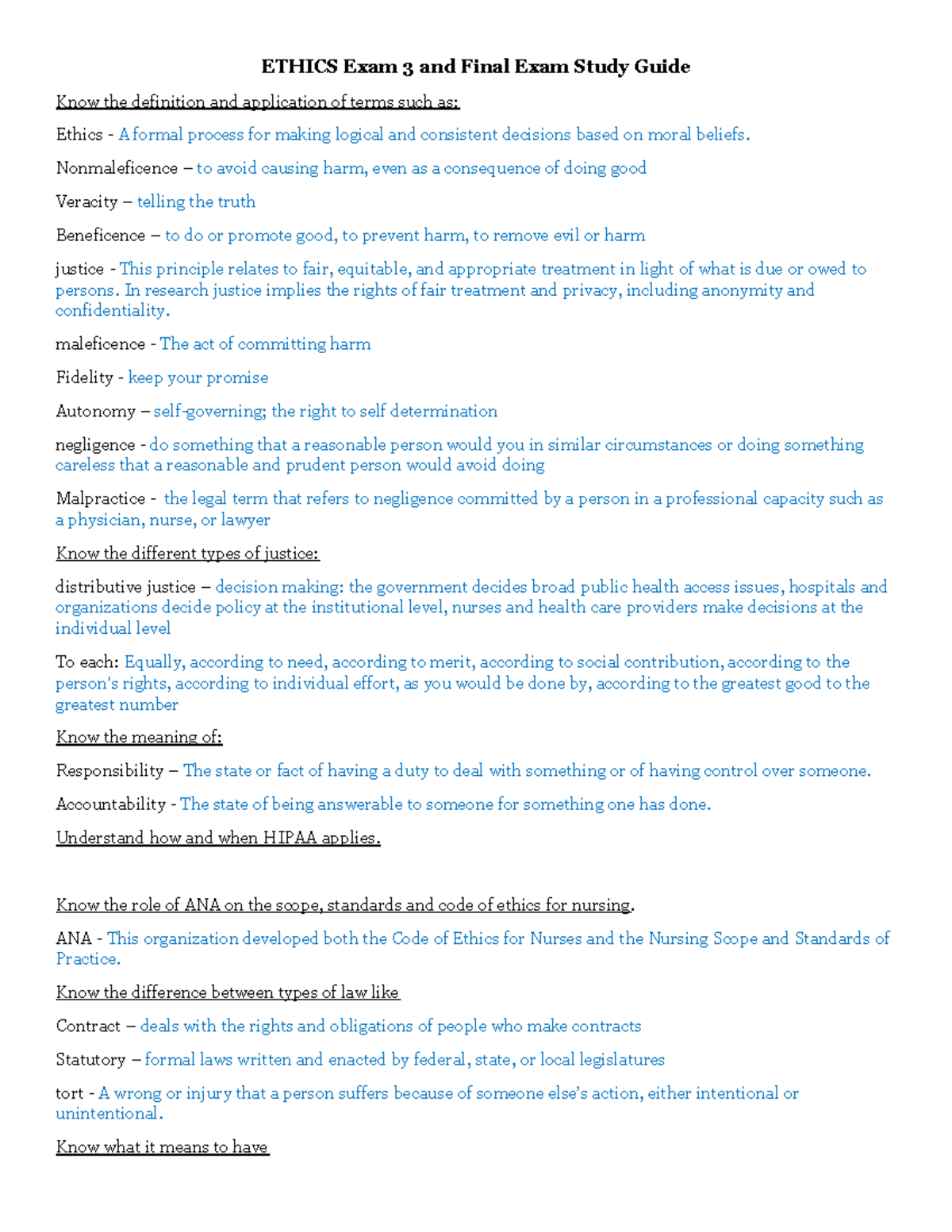 Ethics Final Exam Study Guide: Key Concepts and Theories Review - Studocu