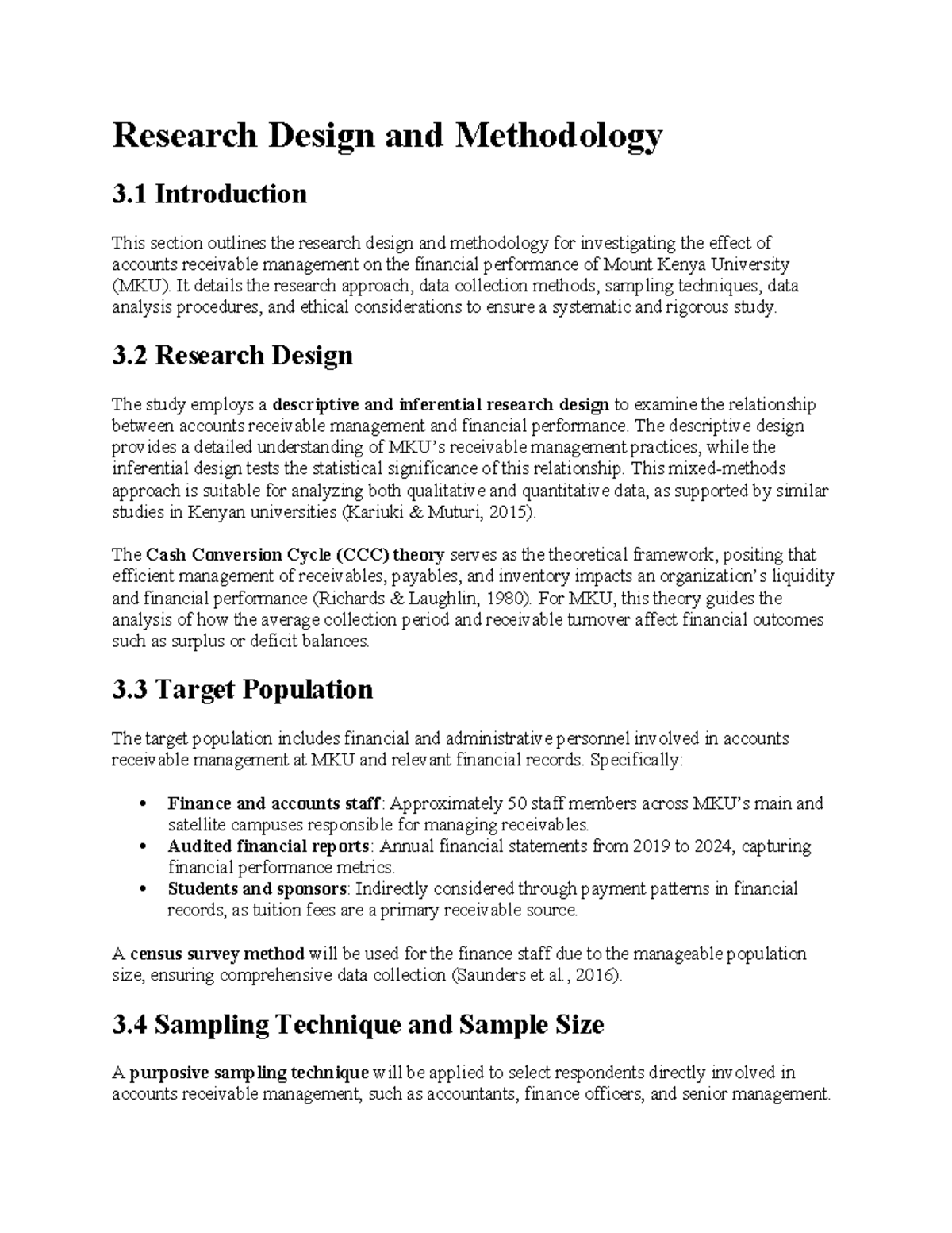 Research Design & Methodology: Accounts Receivable Impact on MKU ...