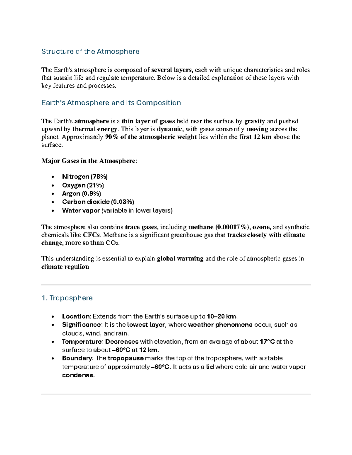Structure of Atmosphere - Structure of the Atmosphere The Earth's ...