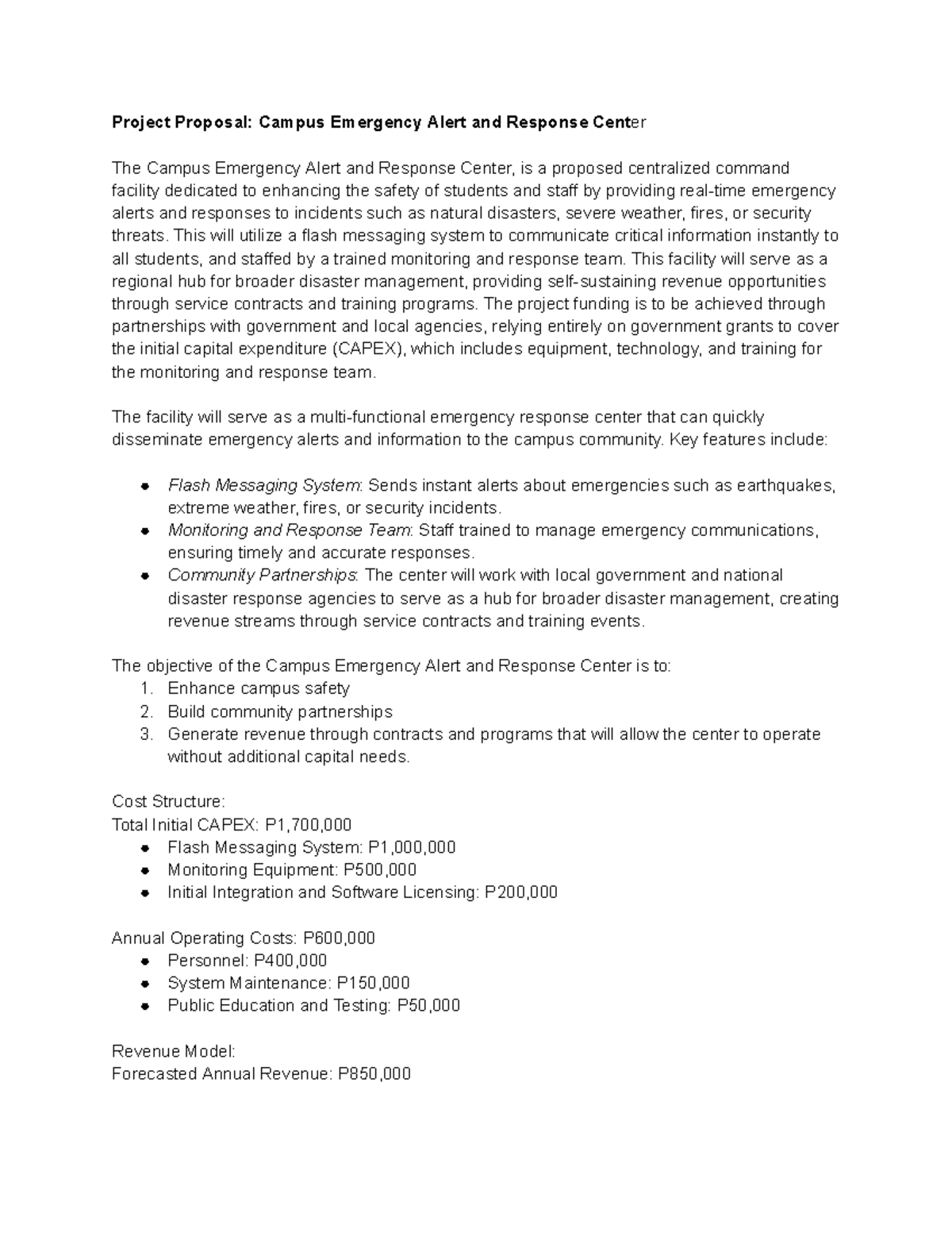 Project Proposal-SSA - Project Proposal: Campus Emergency Alert and ...