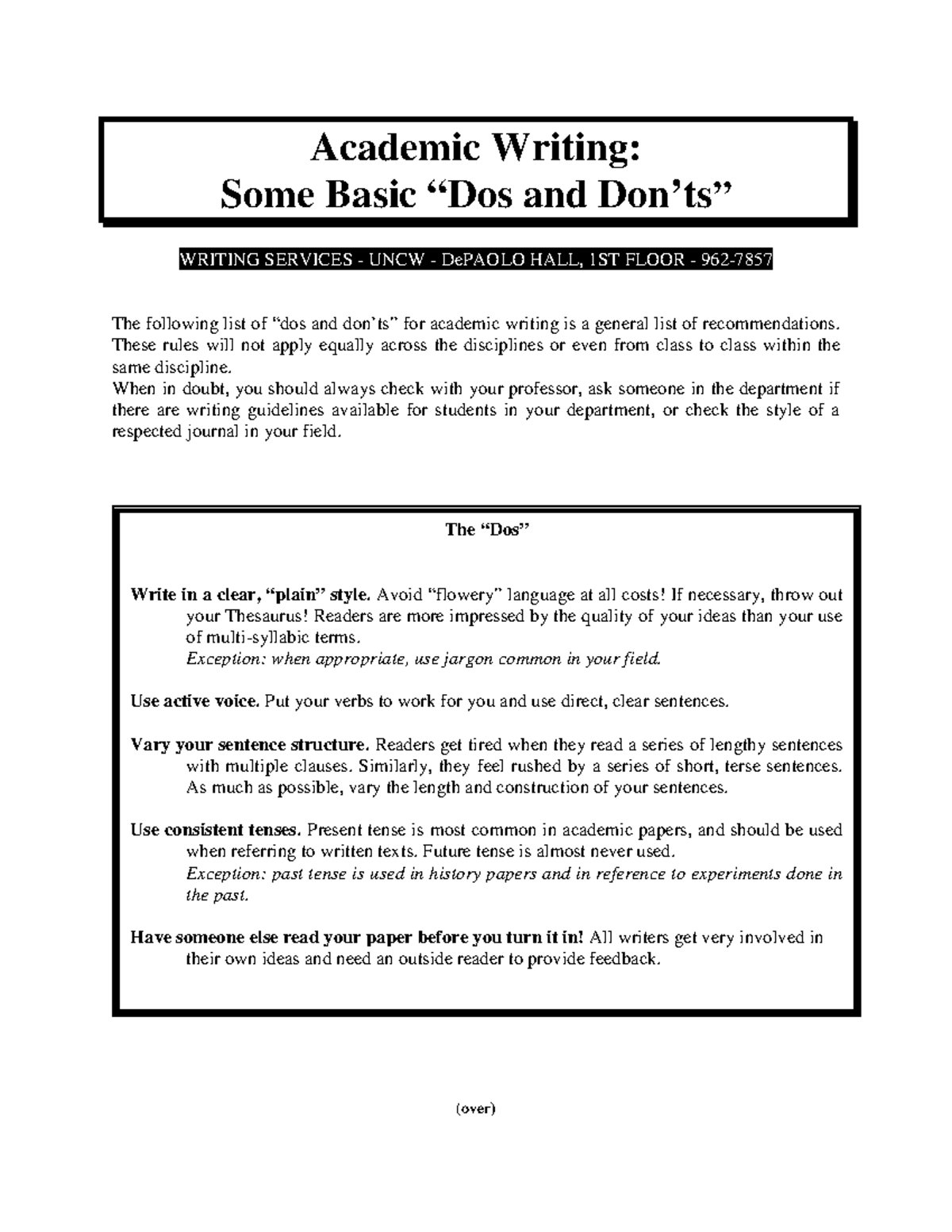 Academic Writing Guidelines: Dos and Don'ts for Success - Studocu