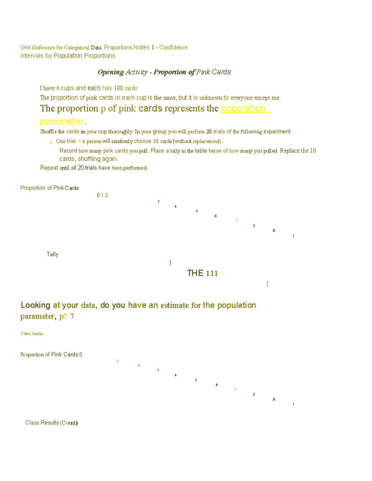 Unit 6: Inference for Categorical Data - Proportions Notes 1 - Studocu