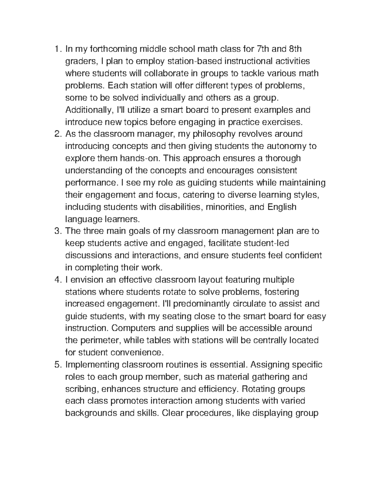 Task 1 D095: Strategies for Effective Middle School Math Instruction ...