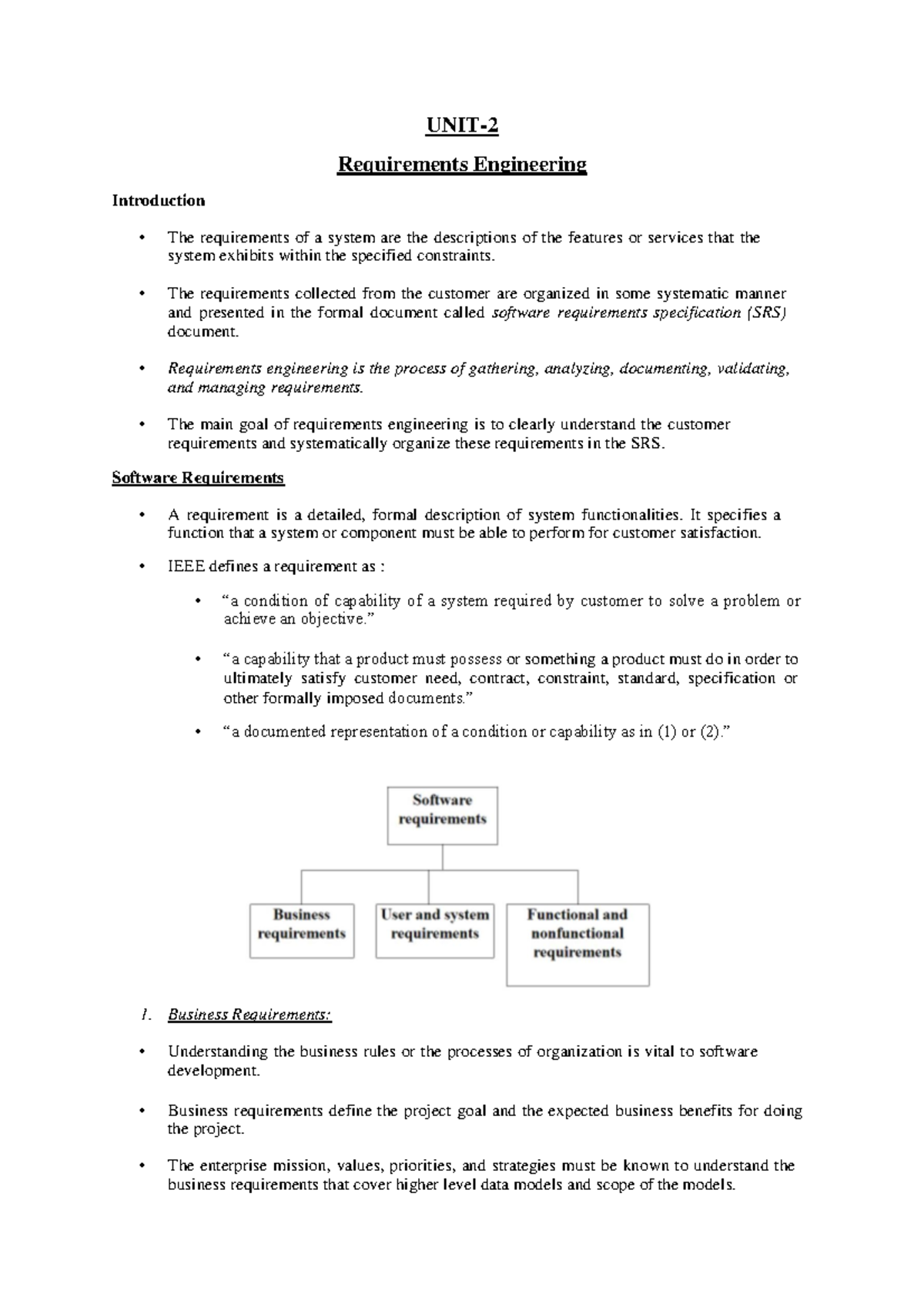 Unit-II - Software Engineering: Introduction to Requirements ...